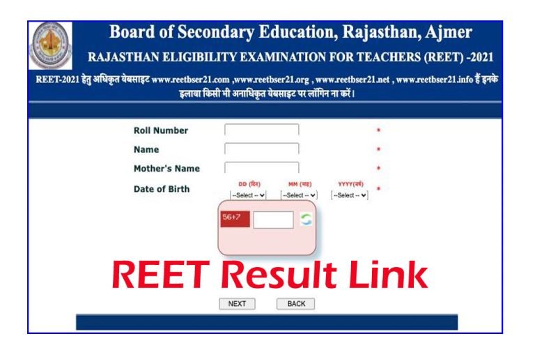 REET Result 2022 www.reetbser2022.in Level 1 & Level 2 Scorecard Direct ...