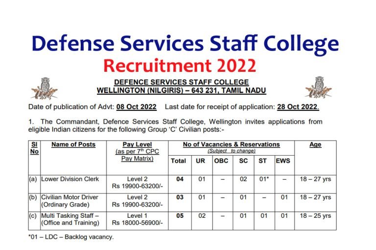 DSSC Recruitment 2022 Notification Released For MTS, LDC, Driver Posts ...