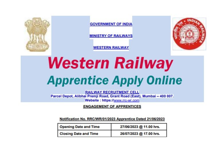 RRC WR Western Railway Apprentice Recruitment 2023 Notification For ...