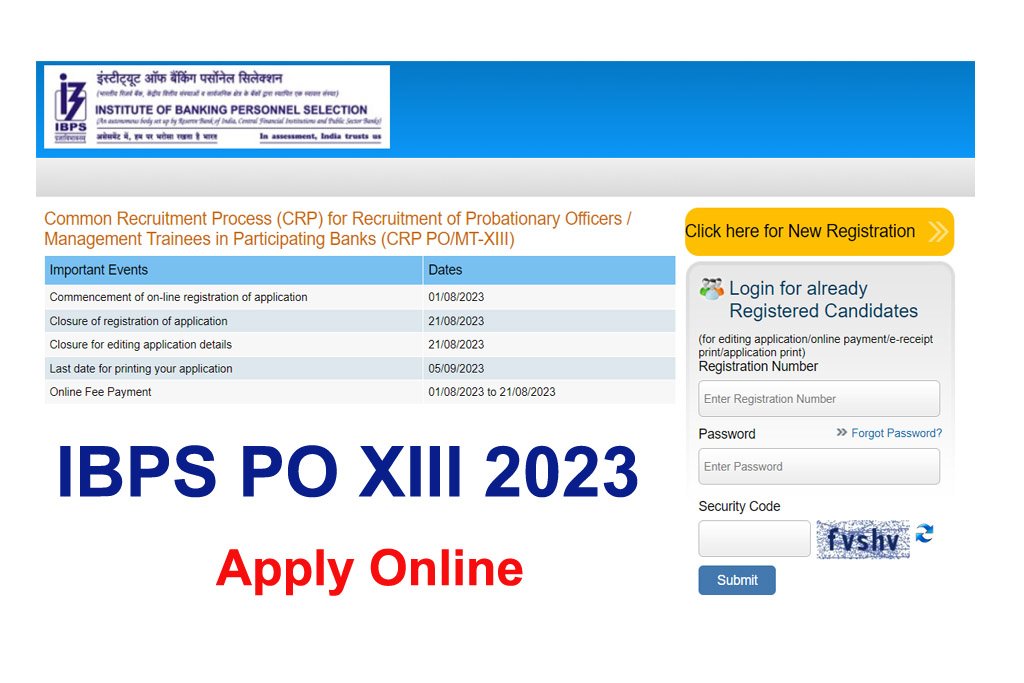 IBPS PO XIII Recruitment 2023 Online Form Notification Released For