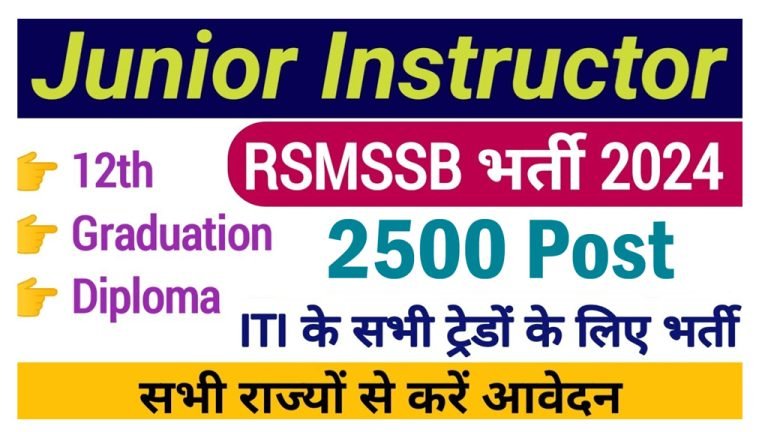 RSMSSB Rajasthan Junior Instructor Recruitment 2024 Notification For ...
