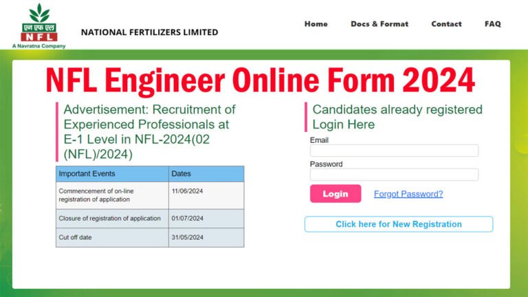 NFL Engineer Online Form 2024 Recruitment Apply For 87 various posts ...
