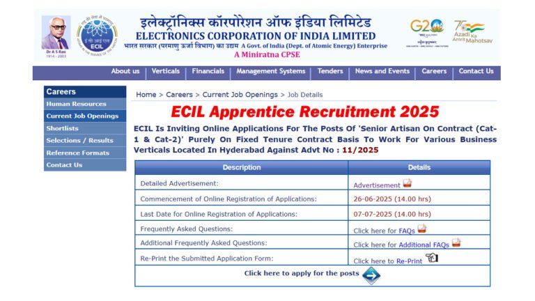 Ecil Apprentice Recruitment 2025 For 125 Vacancy Apply Online All