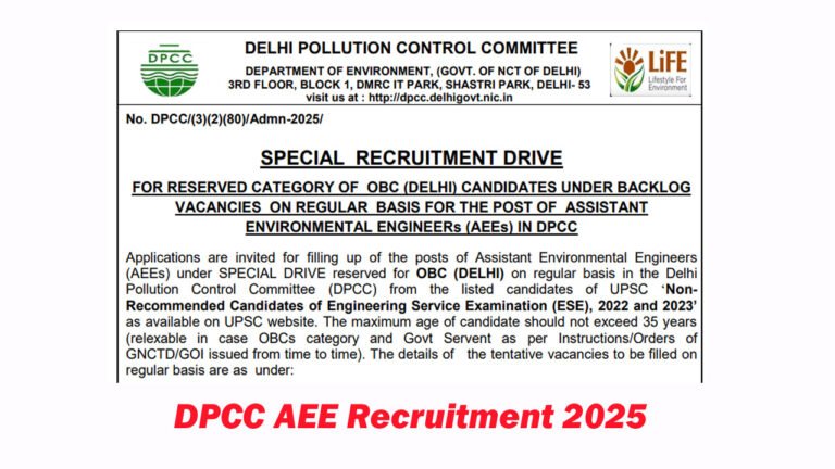 DPCC AEE Recruitment 2025 Apply for Assistant Environment Engineer ...