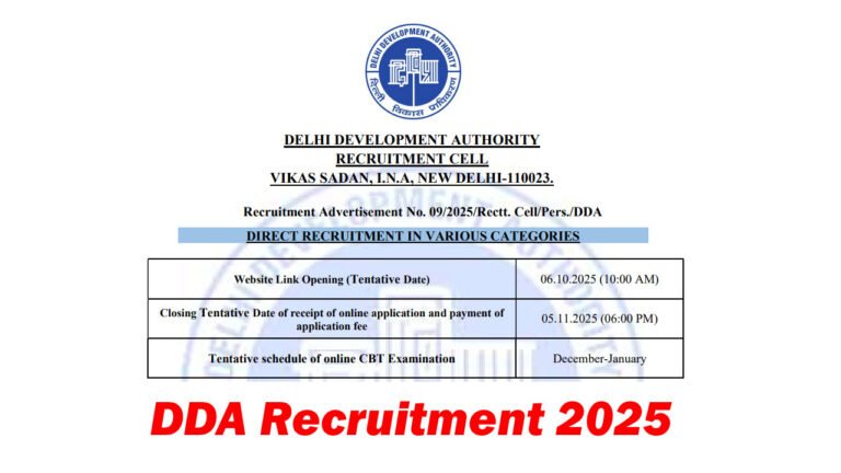 DDA Recruitment 2025 Notification for 1732 Posts, Online Form - All ...