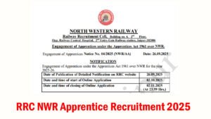 RRC NWR Apprentice Recruitment 2025 (2162 Post) Railway Notification ...