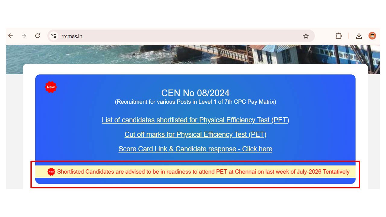 RRB Group D PET Date 2026 Railway Level -1 Physical Schedule Notice ...